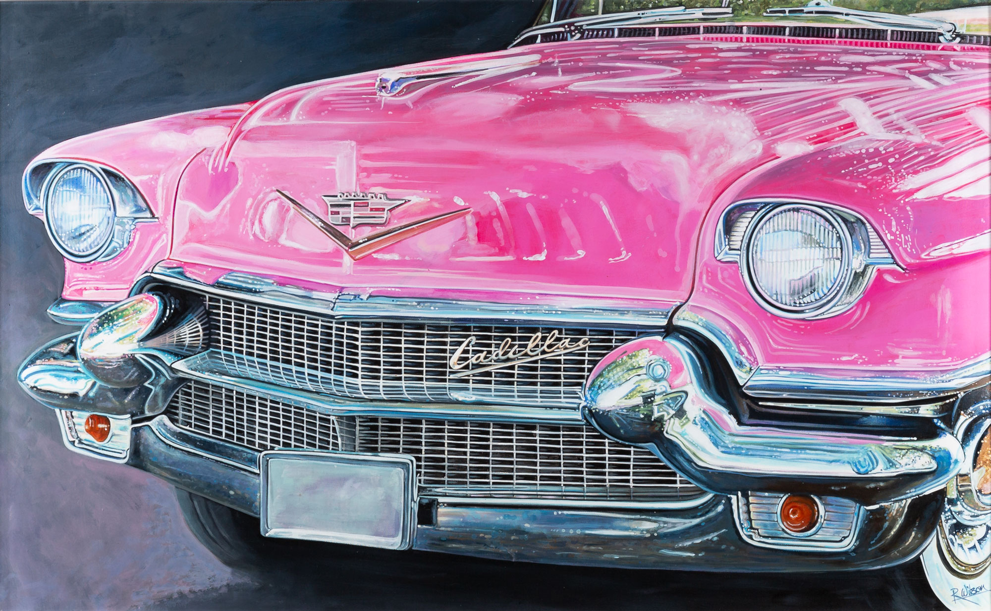 Roz Wilson (b.1960) '56 Pink Cadillac' - ThePapillon.Gallery